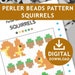 SQUIRRELS Perler Patterns, Acorns, Hama Fuse Beads Pyssla Nabbi ...