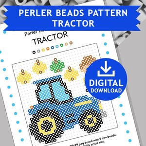 TRACTOR Perler Patterns, Decoration Hama Fuse Beads Pyssla Present ...