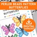 BUTTERFLIES Kids Krafts Fuse Beads Perler Beads Hama Beads Printable ...