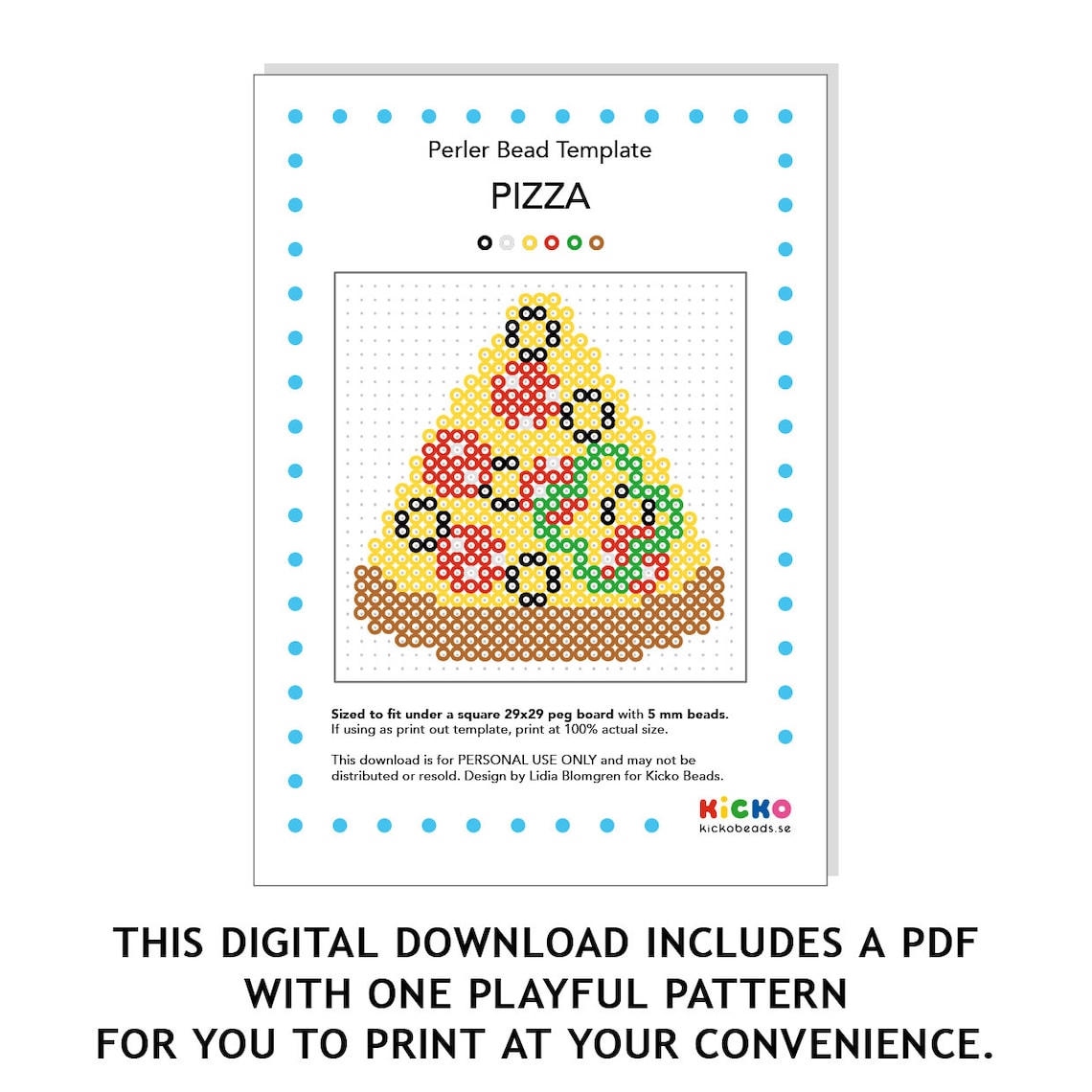 PIZZA Kids Crafts Idea Fuse Beads Template Perler Beads Pattern - Etsy