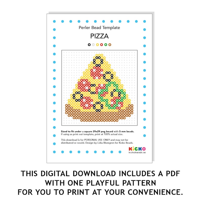 PIZZA Kids Crafts Idea Fuse Beads Template Perler Beads Pattern - Etsy