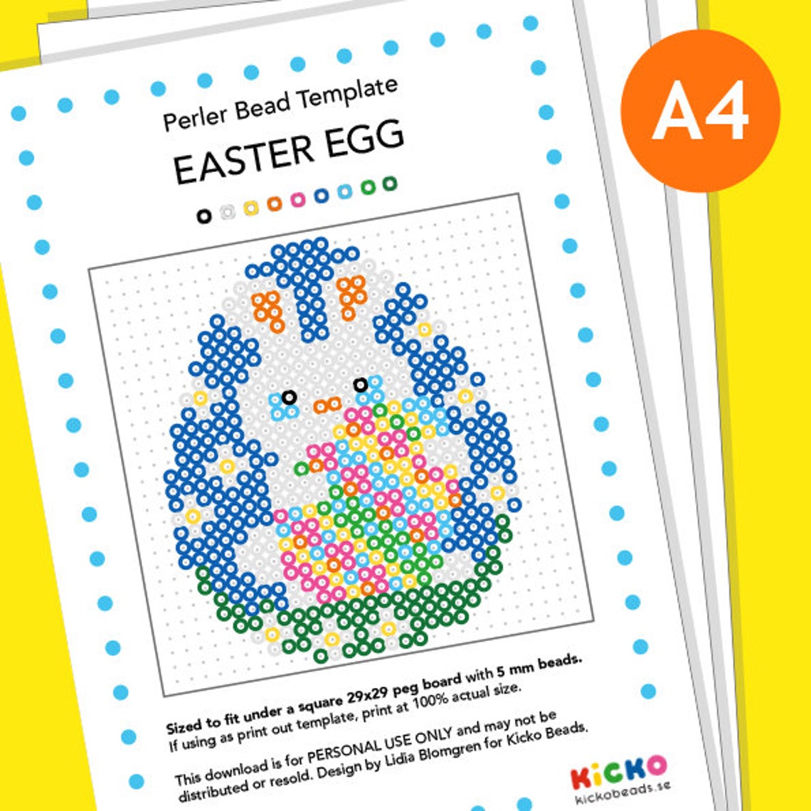 3x EASTER EGG Bunny Chickens Eggs Perler Patterns, Hama Fuse Beads ...