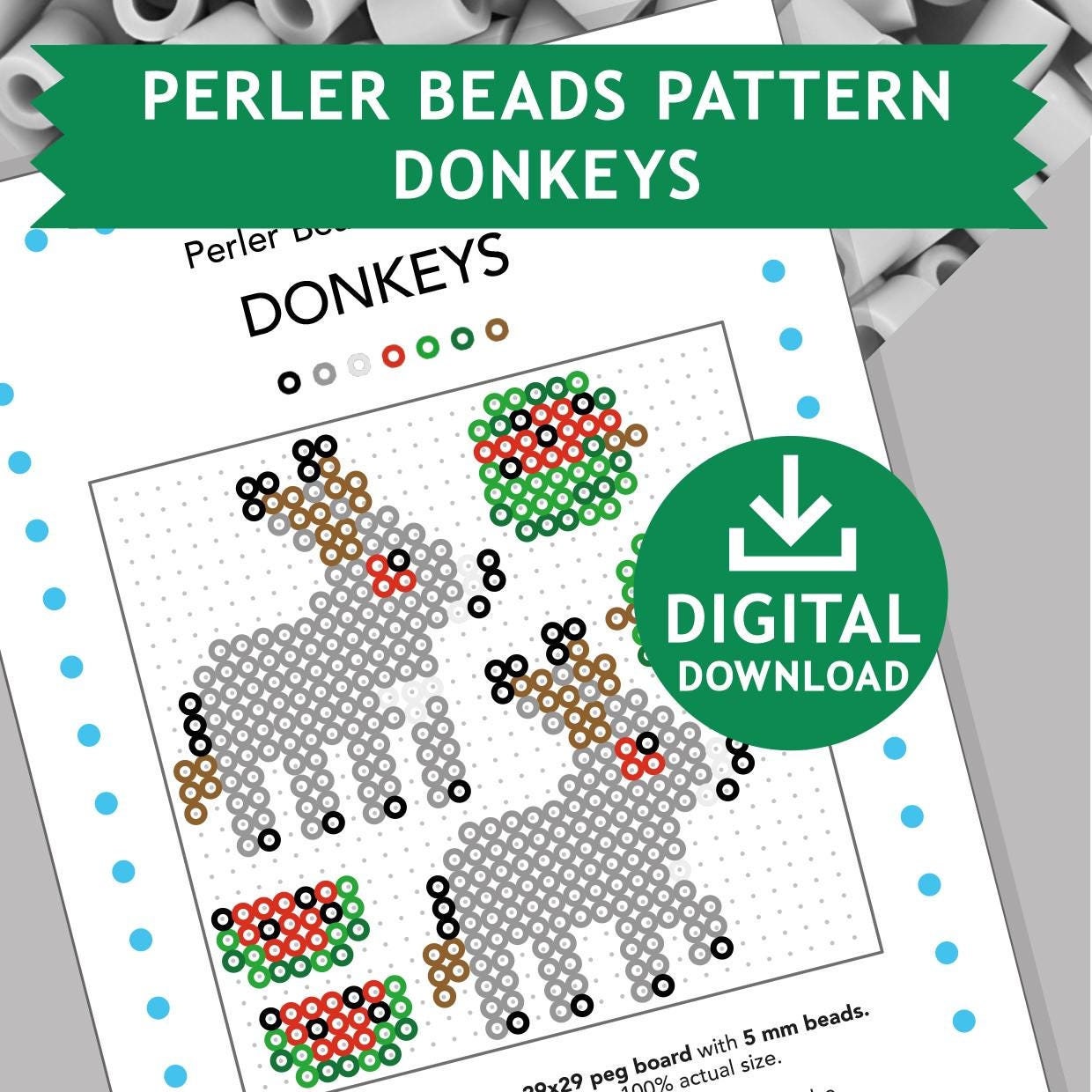 DONKEYS Decoration Hama Fuse Beads Bird Pyssla Forest Templates ...