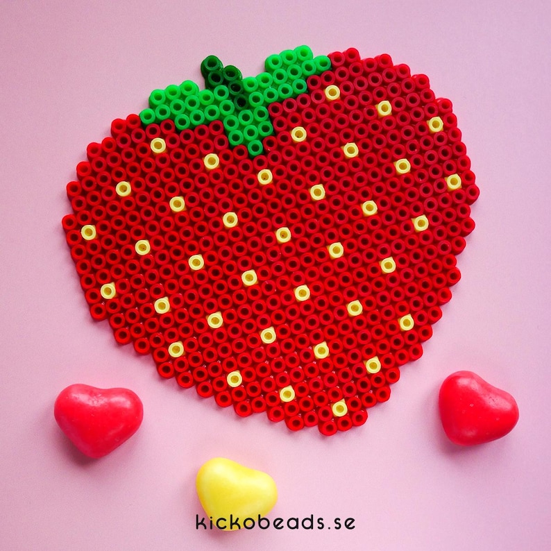 3x FRUITY HEARTS Kids Crafts Fuse Beads Templates Perler Beads Patterns ...