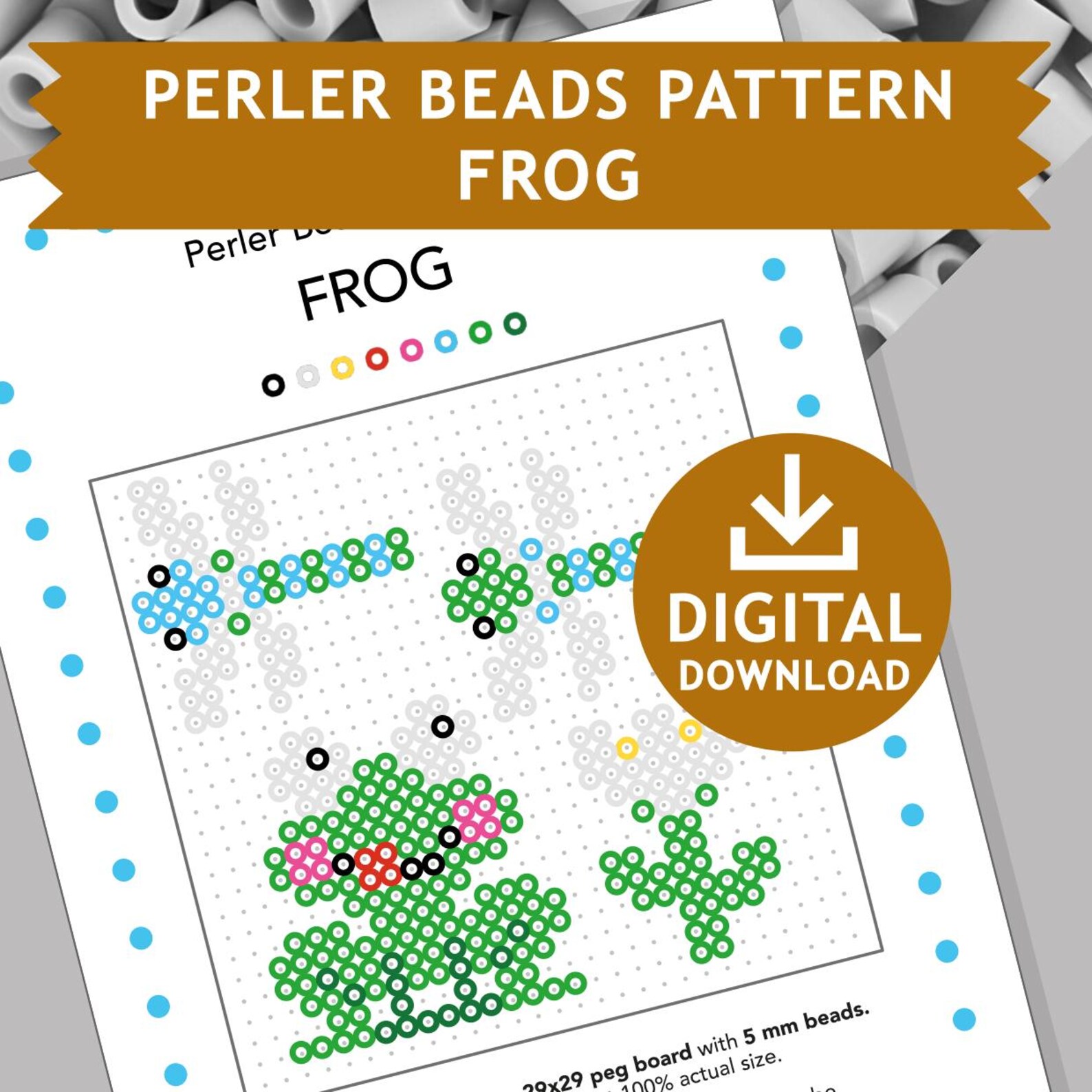 FROG Decoration Hama Fuse Beads Pyssla Forest Templates Tutorial ...