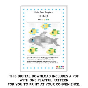 SHARK Perler Patterns, Sea Ocean Fish Hama Fuse Beads Pyssla Nabbi ...