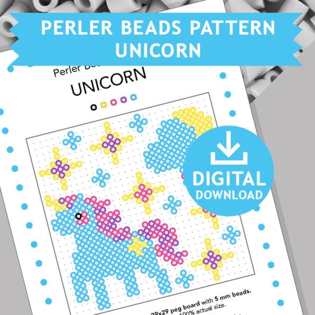 UNICORN Fairy Tales Decoration Hama Fuse Beads Pyssla Present Templates ...
