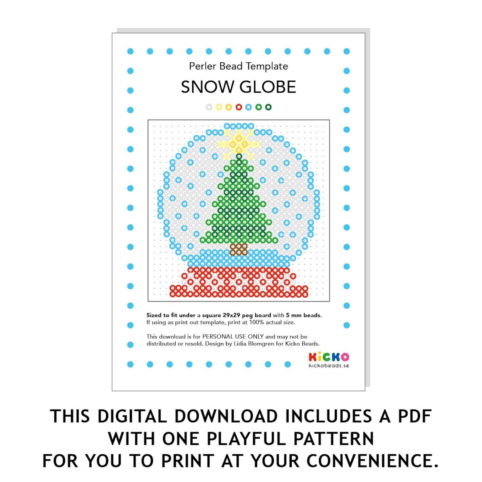 SNOW GLOBE Fuse Beads Templates Printable Pattern Perler Kids Crafts ...