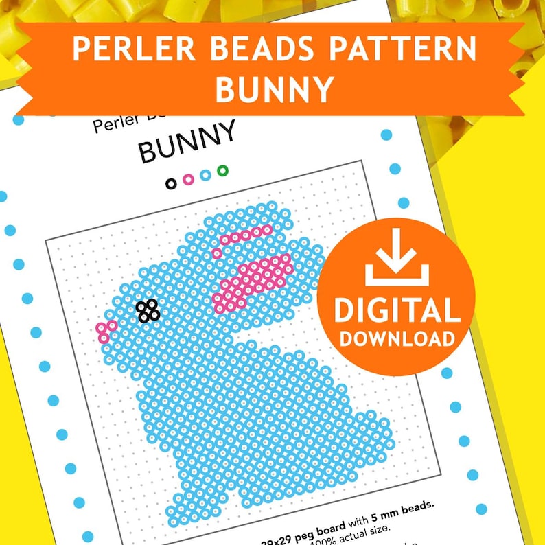 BUNNY Perler Bead Pattern: Easter Craft Template (digital Download) - Etsy