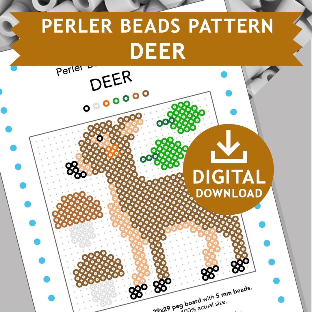 DEER Decoration Hama Fuse Beads Pyssla Forest Templates Tutorial ...