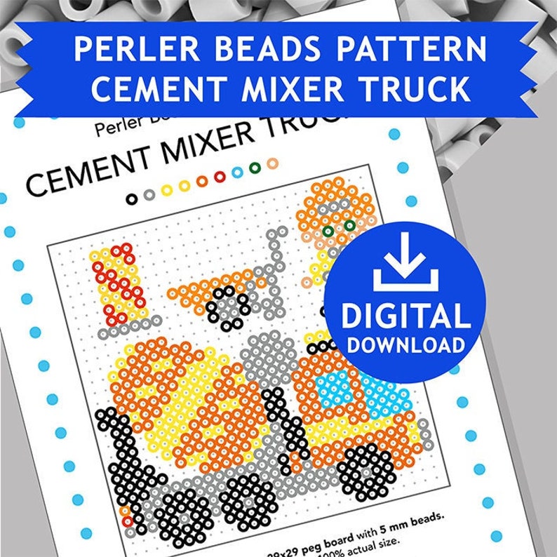 CEMENT MIXER TRUCK Perler Beads Patterns, Decoration Hama Fuse Beads ...