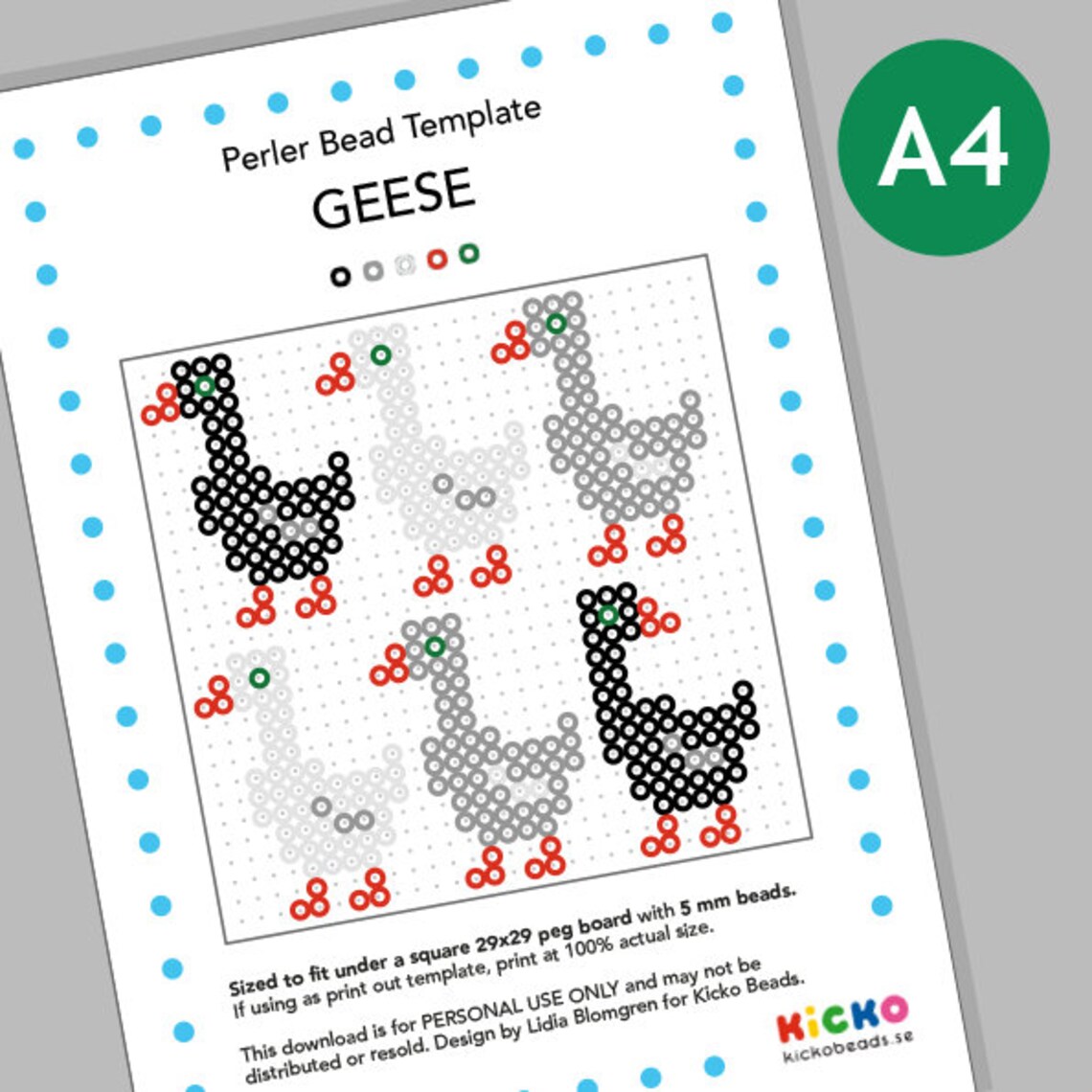 GEESE Decoration Hama Fuse Beads Pyssla Forest Templates Tutorial ...