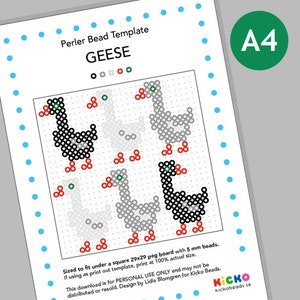 GEESE Decoration Hama Fuse Beads Pyssla Forest Templates Tutorial ...