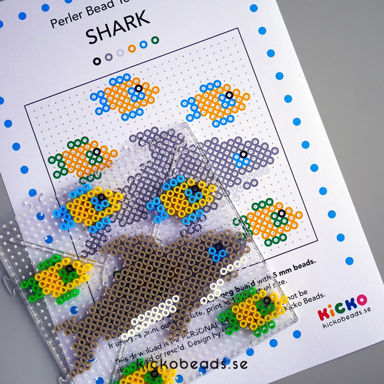 SHARK Perler Patterns, Sea Ocean Fish Hama Fuse Beads Pyssla Nabbi ...