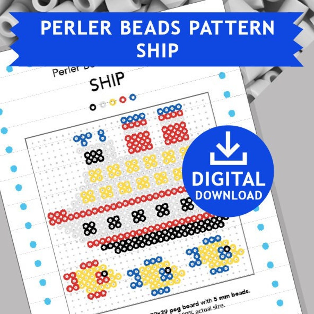 SHIP, Kids Craft Fuse Beads Pyssla Present Templates Tutorial Printable ...