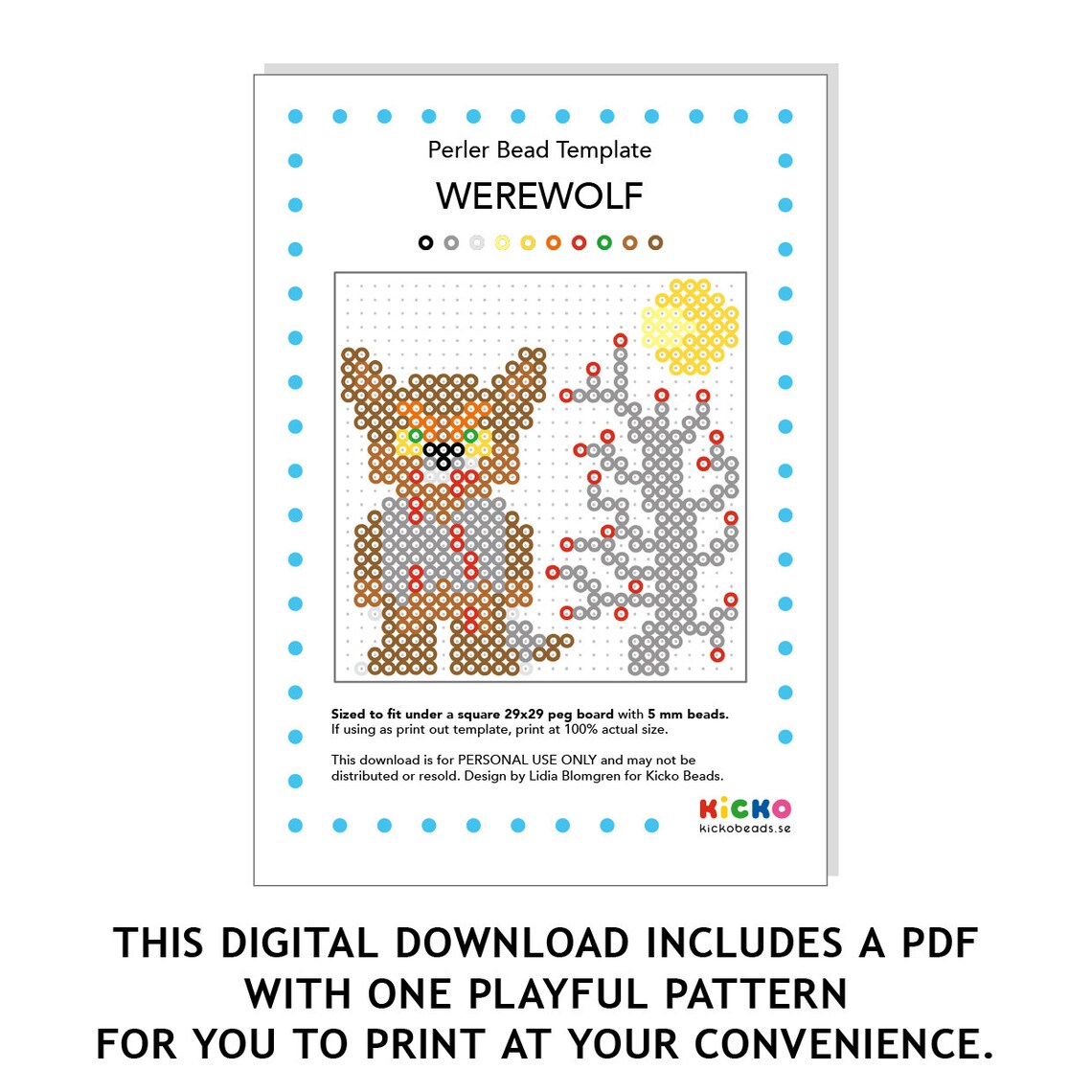 WEREWOLF Halloween Kids Crafts Fuse Beads Ideas Party Decoration ...