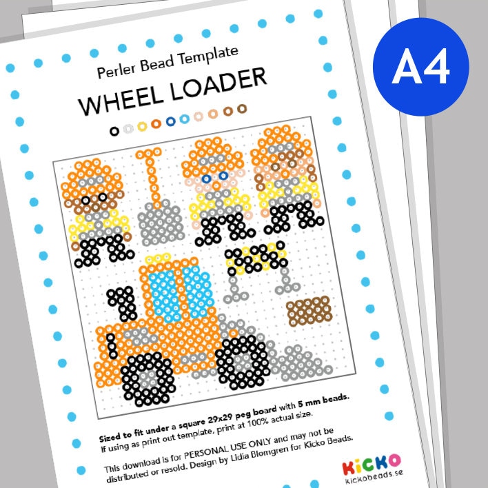 3x CONSTRACTION EQUIPMENT Trucks Perler Patterns, Hama Fuse Beads ...