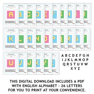 ALPHABET - 26 LETTERS English ABC School Printable Templates Kids ...