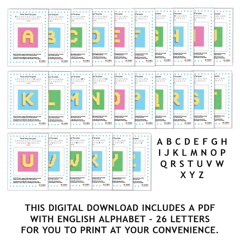 ALPHABET - 26 LETTERS English ABC School Printable Templates Kids ...