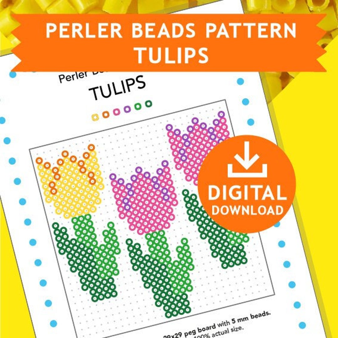 TULIPS Easter Decoration Hama Fuse Beads Pyssla Present Templates ...