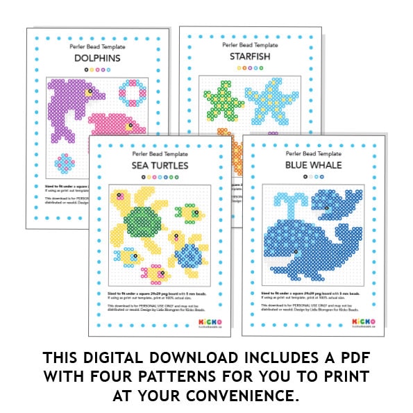 4x SEA Dolphins Blue Whale Fish Ocean Turtle Starfish Kids Craft Fuse ...