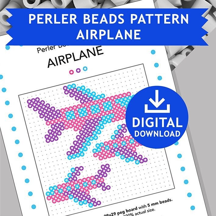 AIRPLANE Perler Patterns, Decoration Hama Fuse Beads Pyssla Present ...