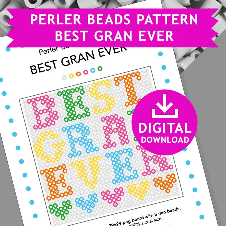 BEST GRAN EVER Perler Patterns Hama Fuse Beads Pyssla Nabbi Templates ...