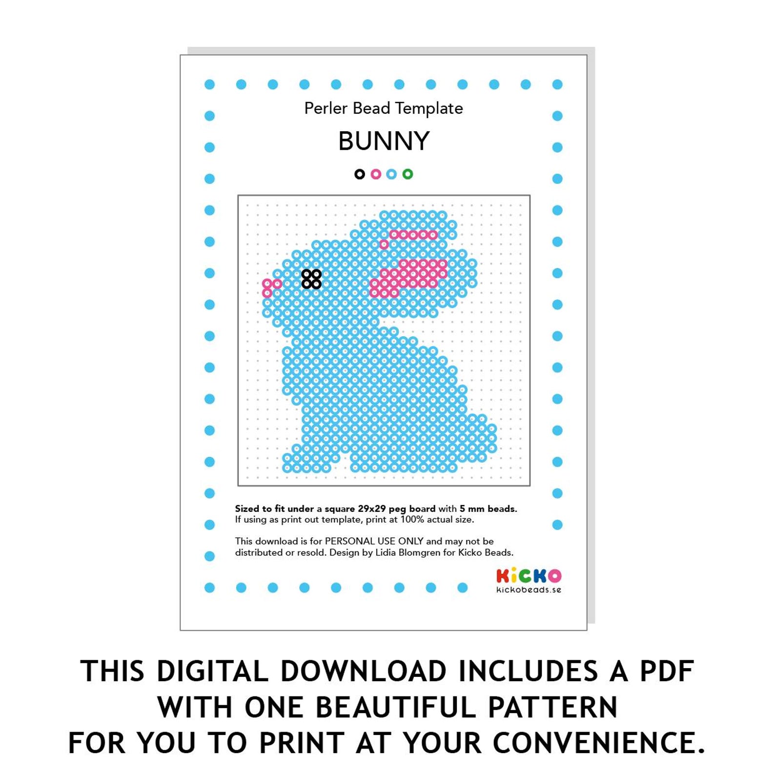 BUNNY Perler Bead Pattern: Easter Craft Template (digital Download) - Etsy