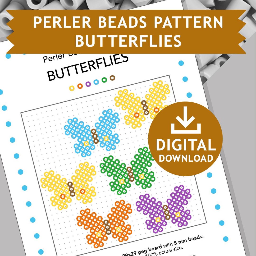 BUTTERFLIES Decoration Hama Fuse Beads Pyssla Templates Kids Crafts ...