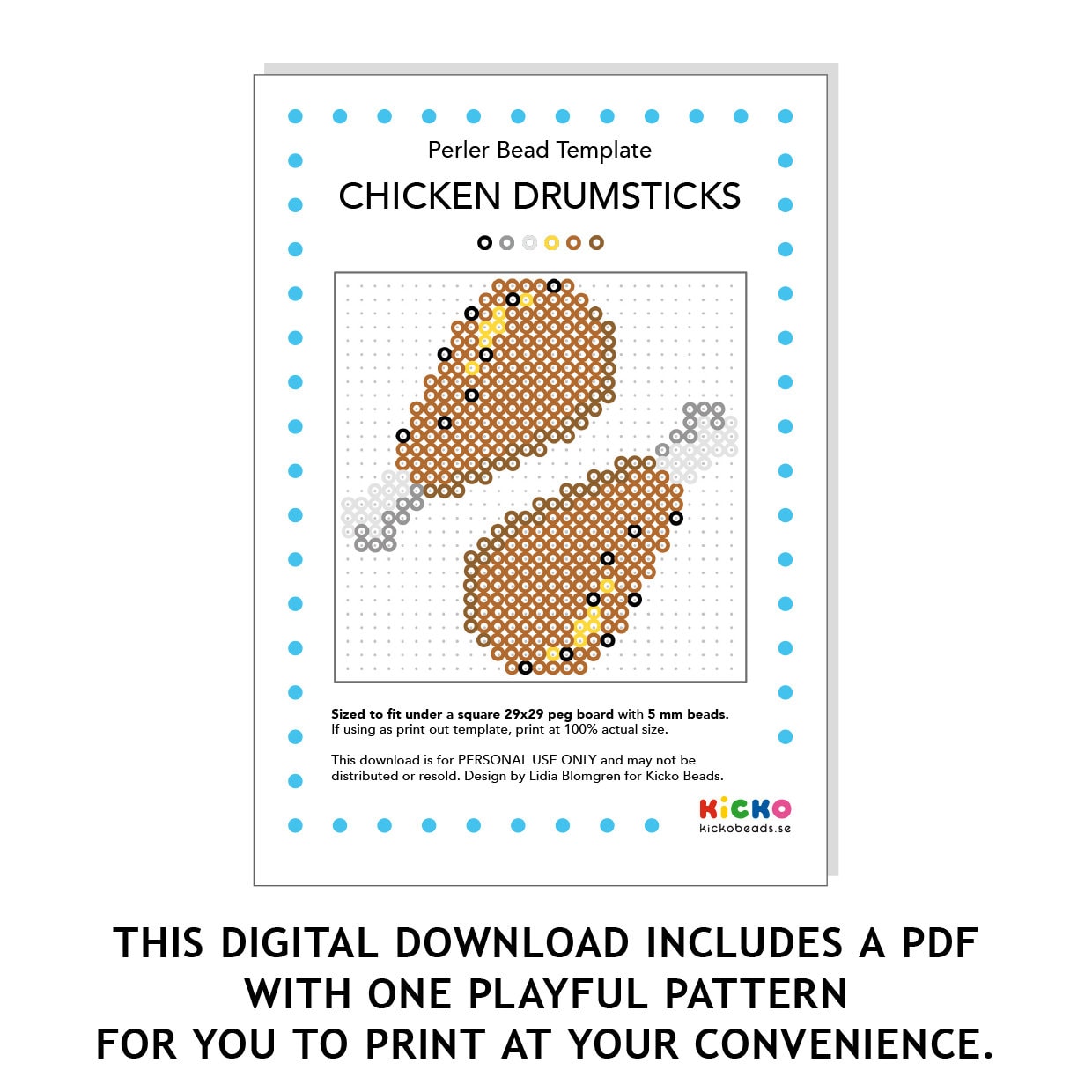 CHICKEN DRUMSTICKS Perler Beads Idea Template Fuse Beads Patterns ...