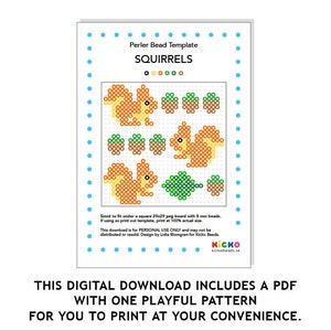 SQUIRRELS Perler Patterns, Acorns, Hama Fuse Beads Pyssla Nabbi ...