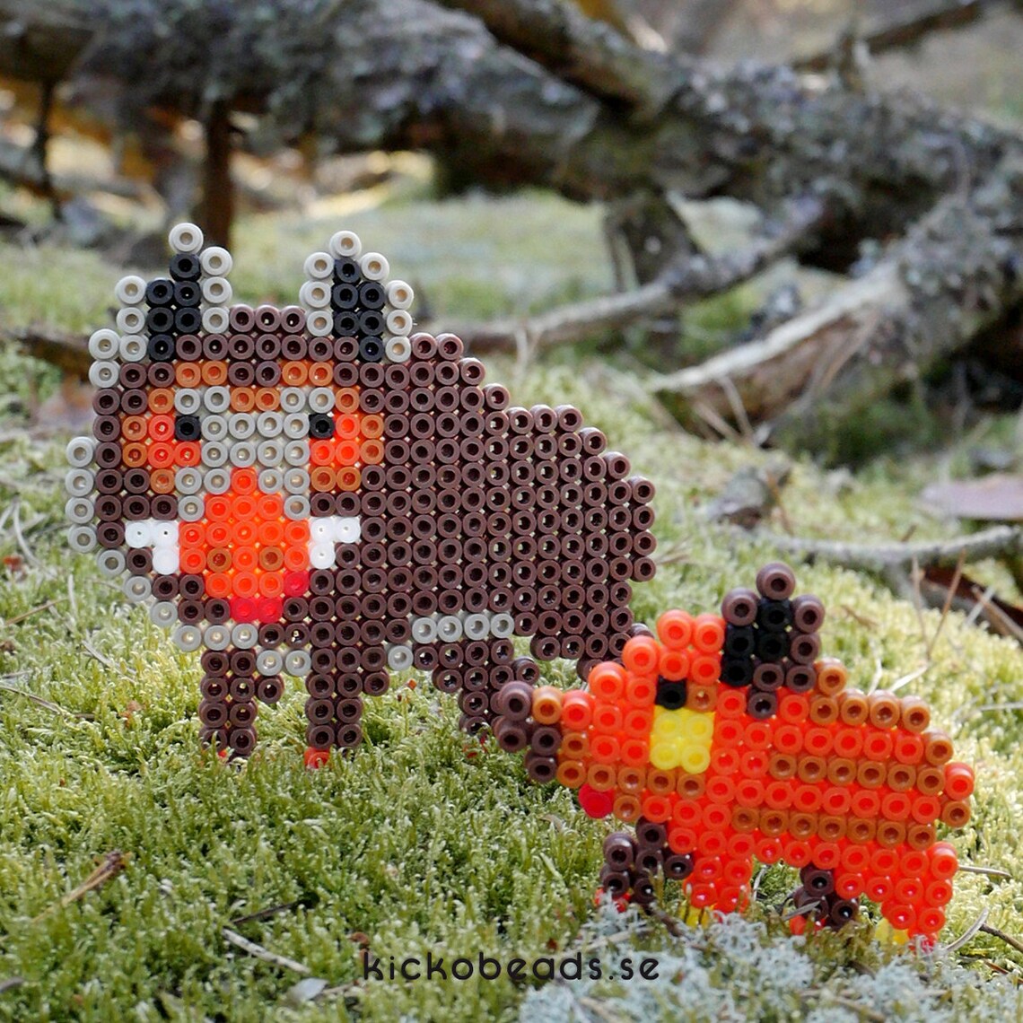 WILD BOAR Decoration Hama Fuse Beads Pyssla Forest Templates Tutorial ...