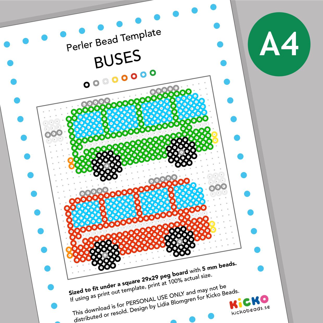 BUSES Vehicles School Bus Printable Template Activity Sheets Fuse Beads ...