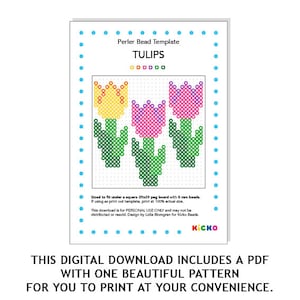 TULIPS Easter Decoration Hama Fuse Beads Pyssla Present Templates ...