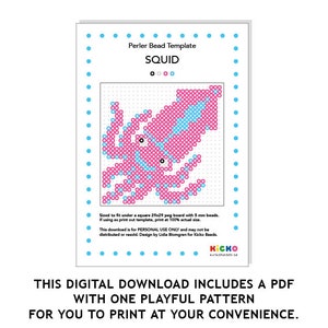 SQUID Perler Patterns Sea Ocean Octopus Fish Hama Fuse Beads Pyssla ...