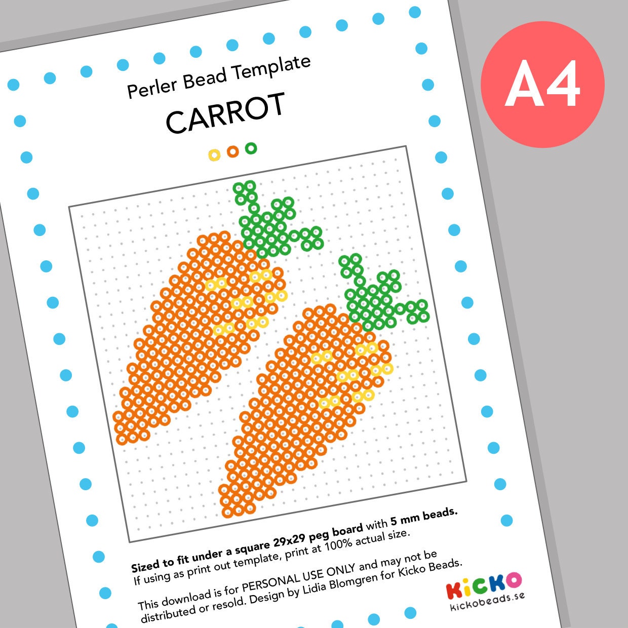 CARROT Perler Beads Patterns, Hama Fuse Beads Printable Templates ...