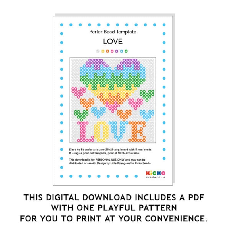 LOVE, Craft Hama Fuse Beads Pyssla Present Templates Tutorial Printable ...