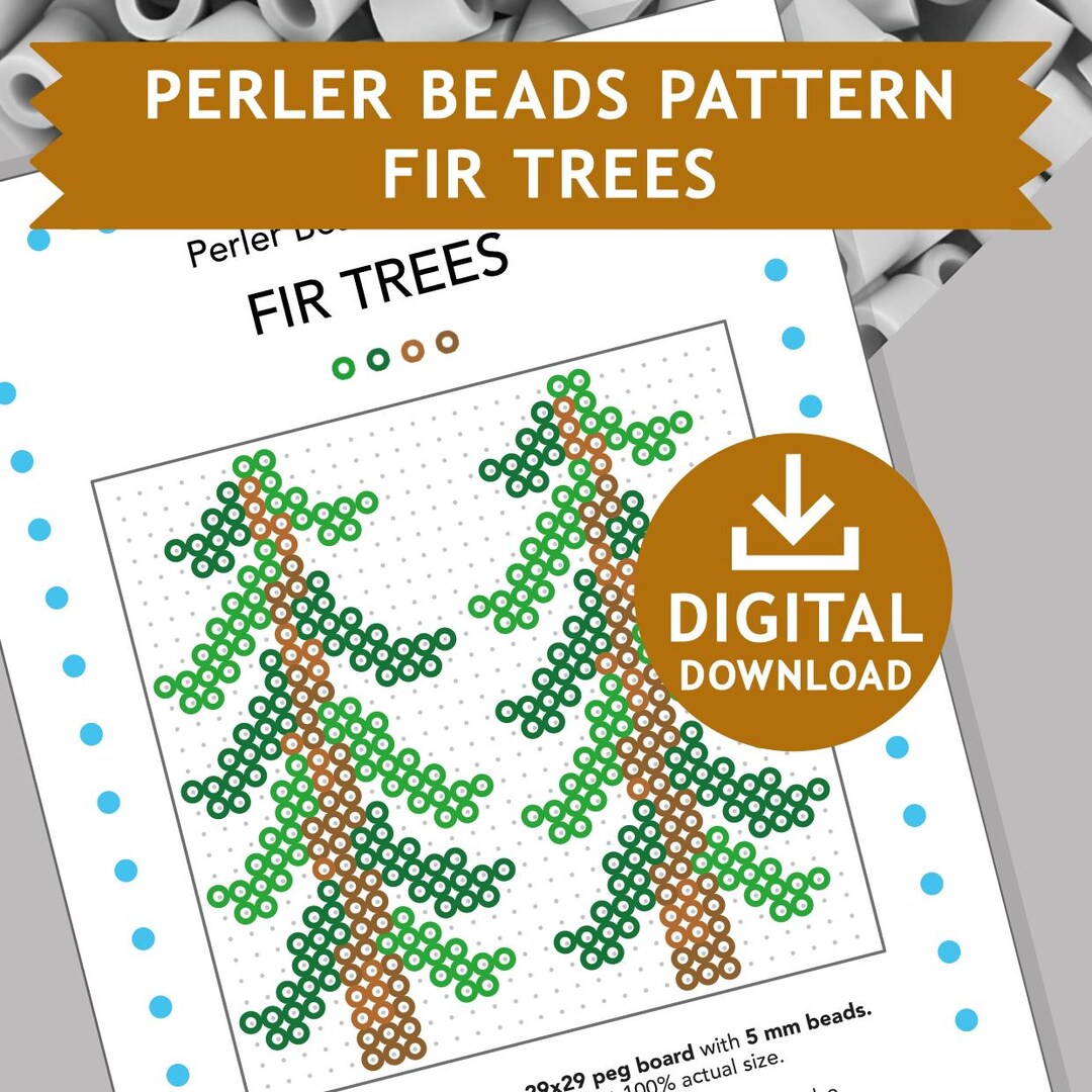 FIR TREES Decoration Hama Fuse Beads Pyssla Forest Templates Tutorial ...