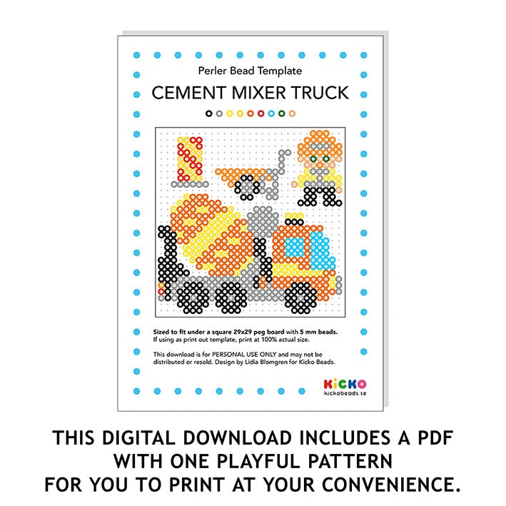 CEMENT MIXER TRUCK Perler Beads Patterns, Decoration Hama Fuse Beads ...