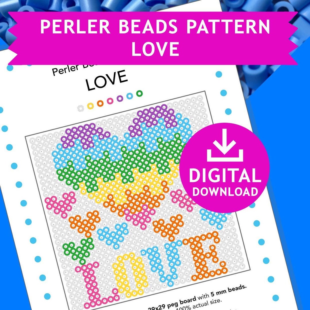 LOVE, Craft Hama Fuse Beads Pyssla Present Templates Tutorial Printable ...