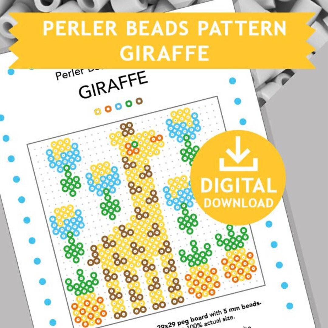 GIRAFFE Decoration Hama Fuse Beads Pyssla Printable Templates Tutorial ...
