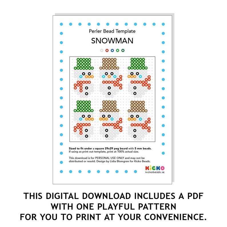 SNOWMAN Christmas X-mas Decoration Hama Fuse Beads Pyssla Present ...