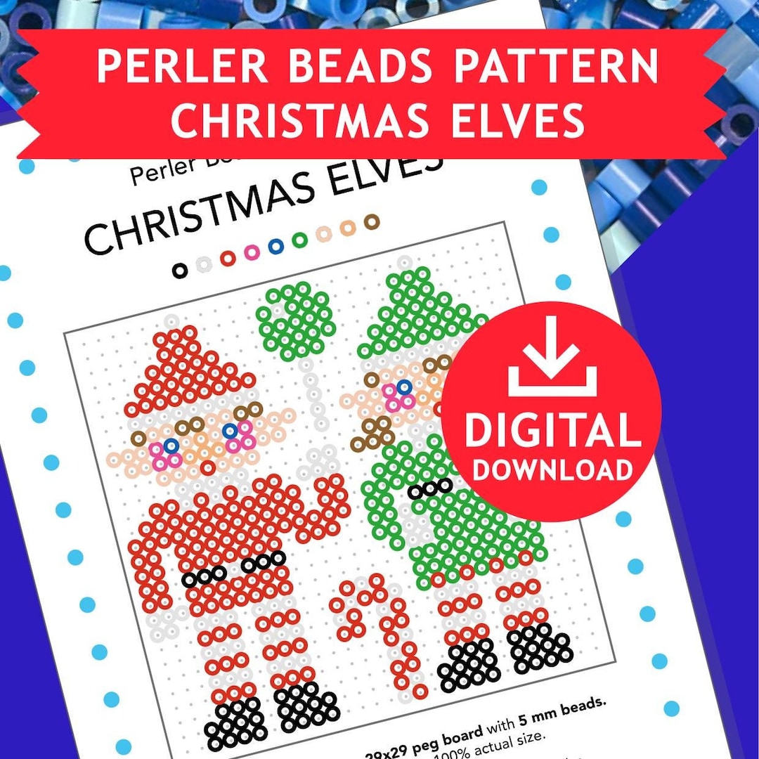 Christmas Elves Fuse Beads Templates Printable Pattern Perler Kids ...