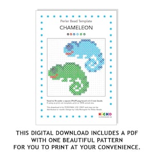 CHAMELEON Jungle Perler Beads Fuse Beads Template Activity Sheets Kids Crafts Hama Pyssla ...