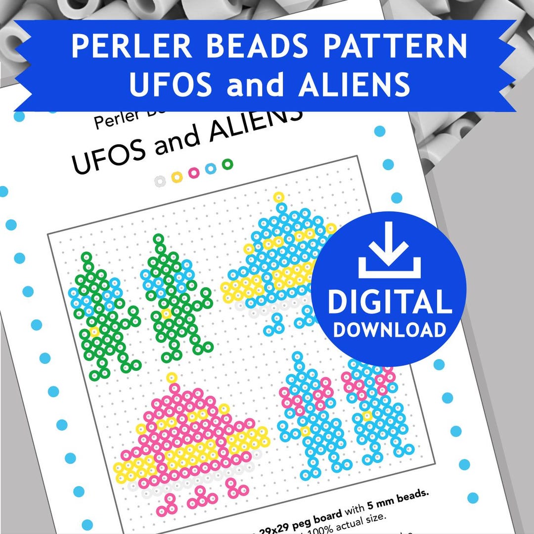 UFOS and ALIENS Fuse Beads Template Perler Beads Design Kids Crafts ...