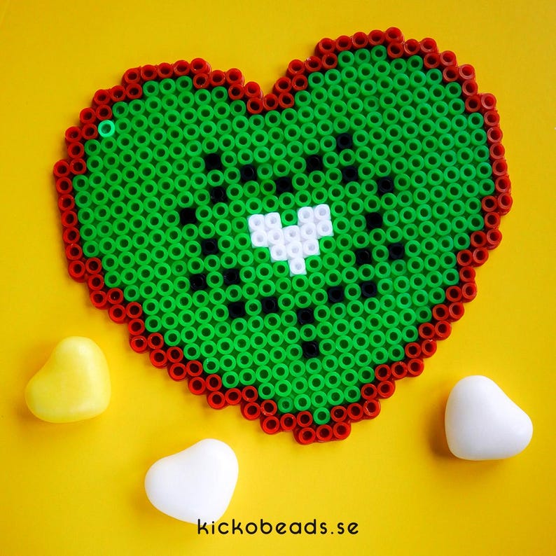 3x FRUITY HEARTS Kids Crafts Fuse Beads Templates Perler Beads Patterns ...