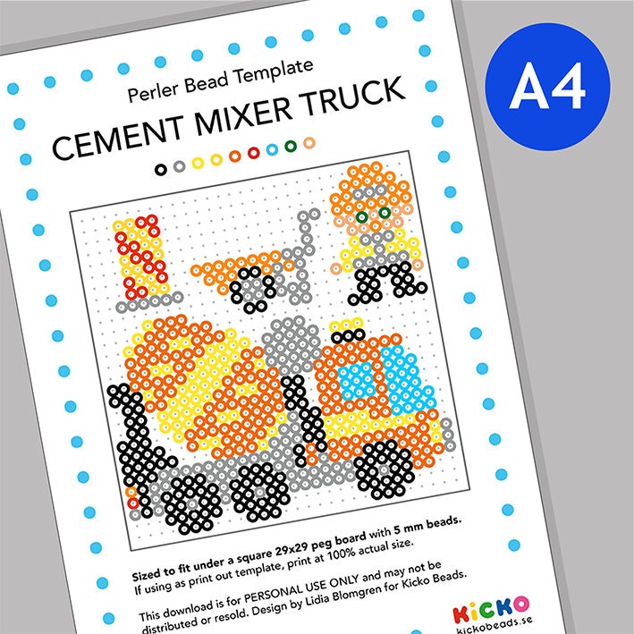 CEMENT MIXER TRUCK Perler Beads Patterns, Decoration Hama Fuse Beads ...