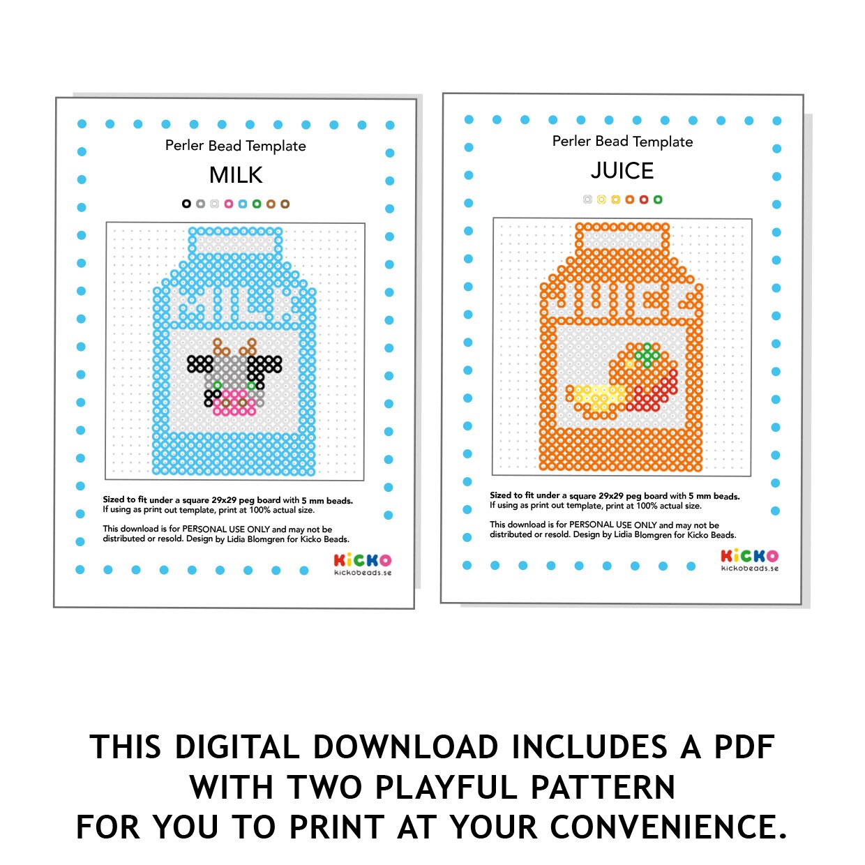 MILK and JUICE Kids Crafts Hama Beads Idea Perler Beads Patterns ...