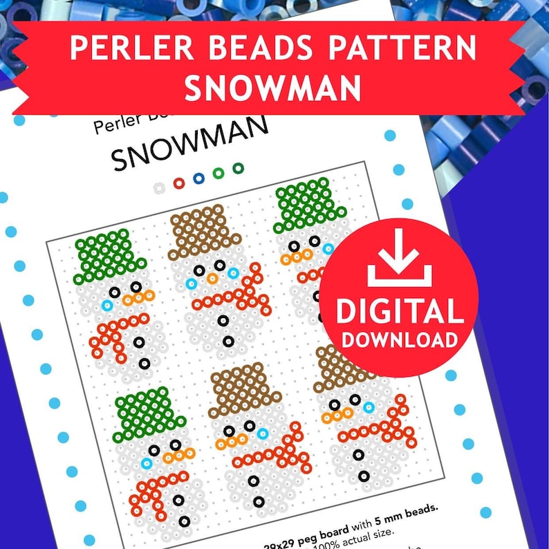 SNOWMAN Christmas X-mas Decoration Hama Fuse Beads Pyssla Present ...