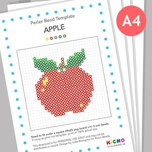 4x FRUIT Apple Orange Pear Lemon Kids Crafts Fuse Beads Templates ...